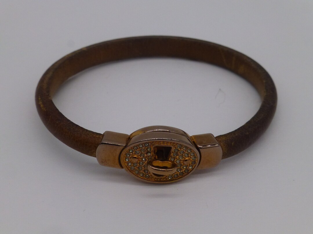 Fossil Leather "rose Gold" Lock & Key Bracelet - Etsy