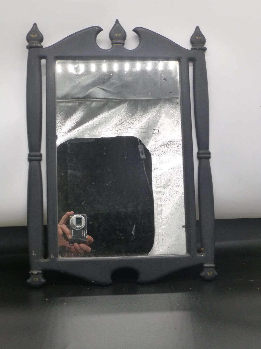 Vintage Black Robert Emig Cast Iron Framed Wall Mirror EUC 18 X 13 ...