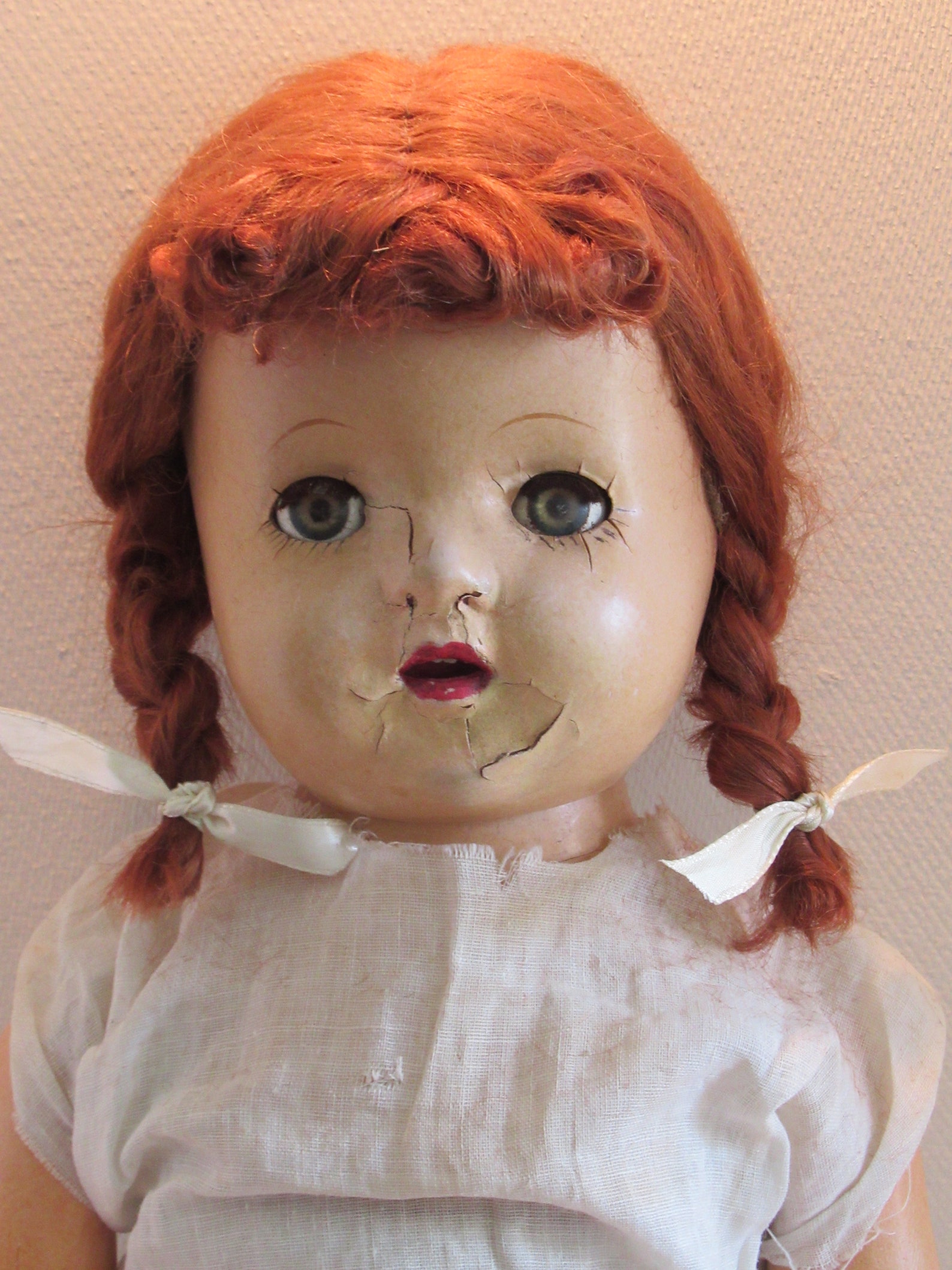 Antique 1930-40's Sally Pigtails Composite Doll Red Hair Blue Eyes ...