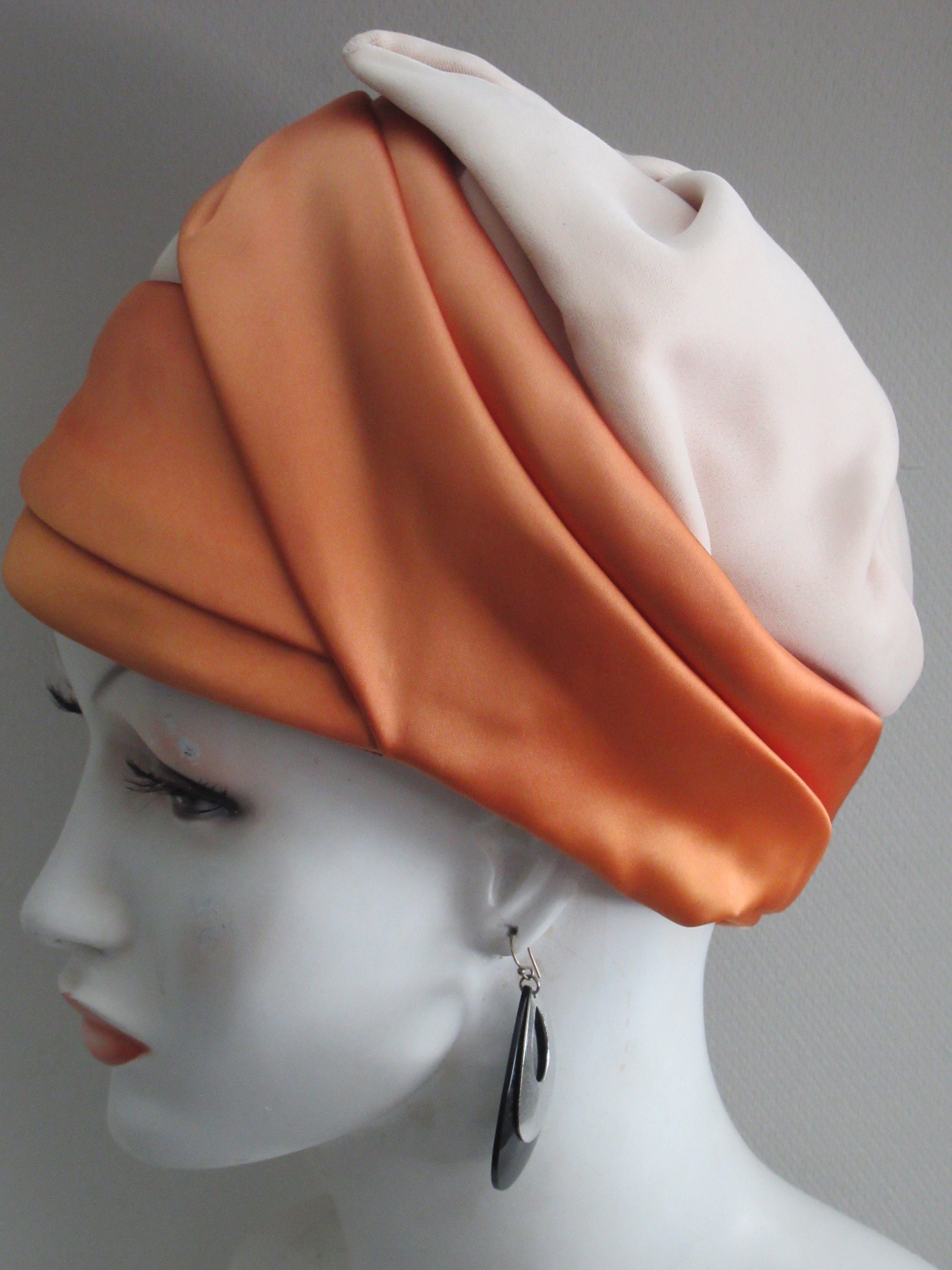Vintage Turbin Hat Designer Kutz Nannette Chapeau Champagne Pumpkin ...