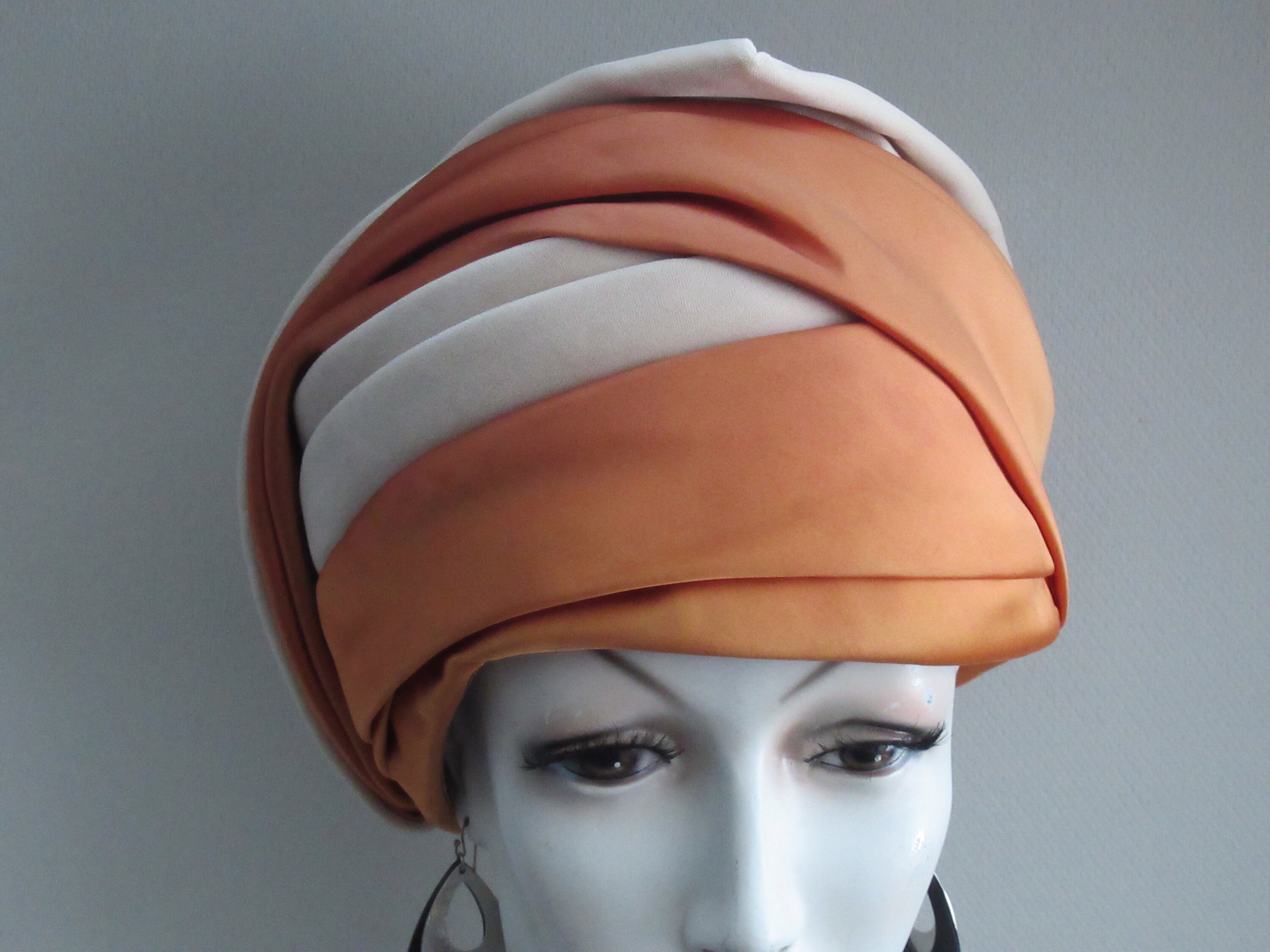 Vintage Turbin Hat Designer Kutz Nannette Chapeau Champagne Pumpkin ...