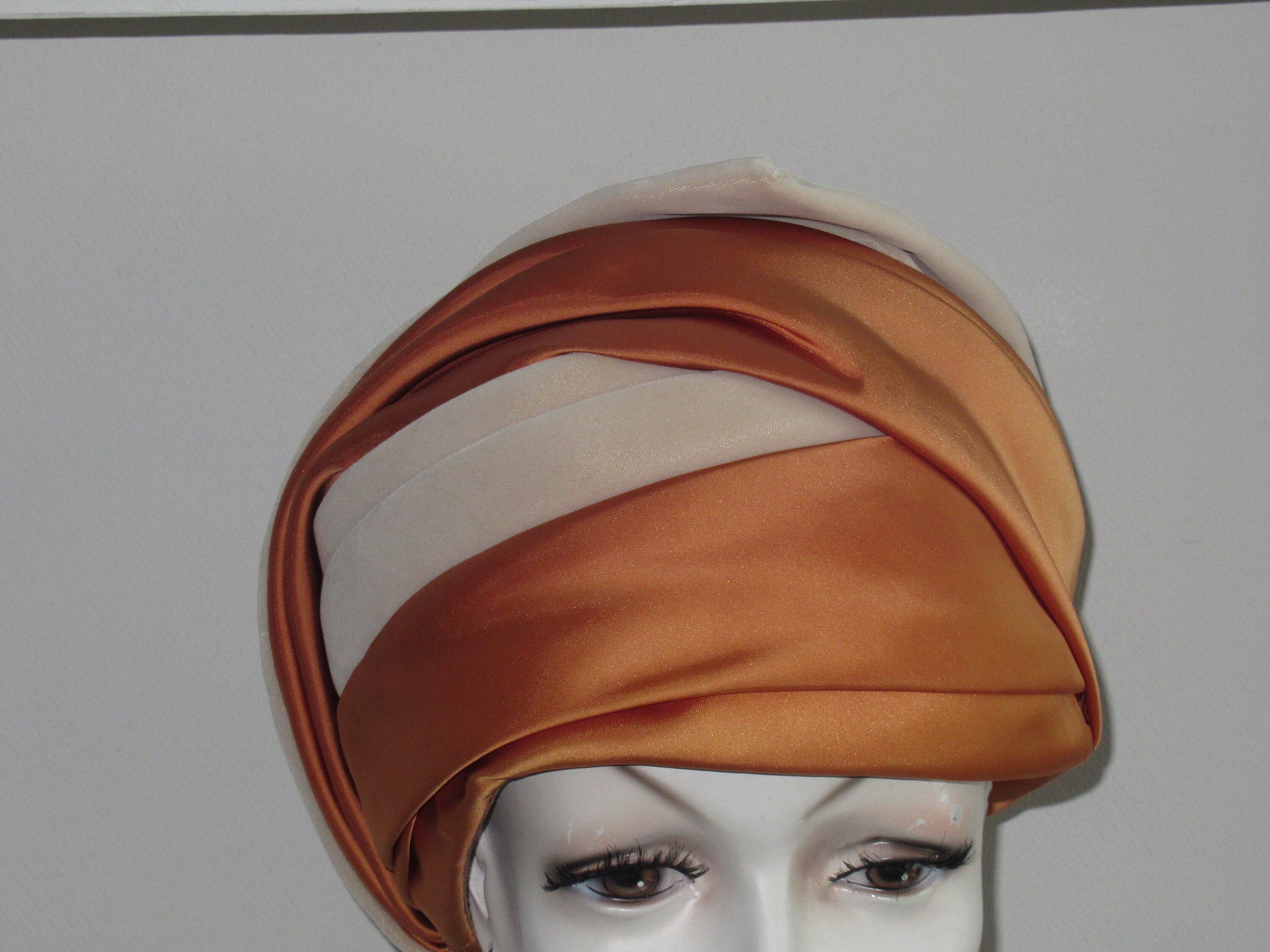Vintage Turbin Hat Designer Kutz Nannette Chapeau Champagne Pumpkin ...