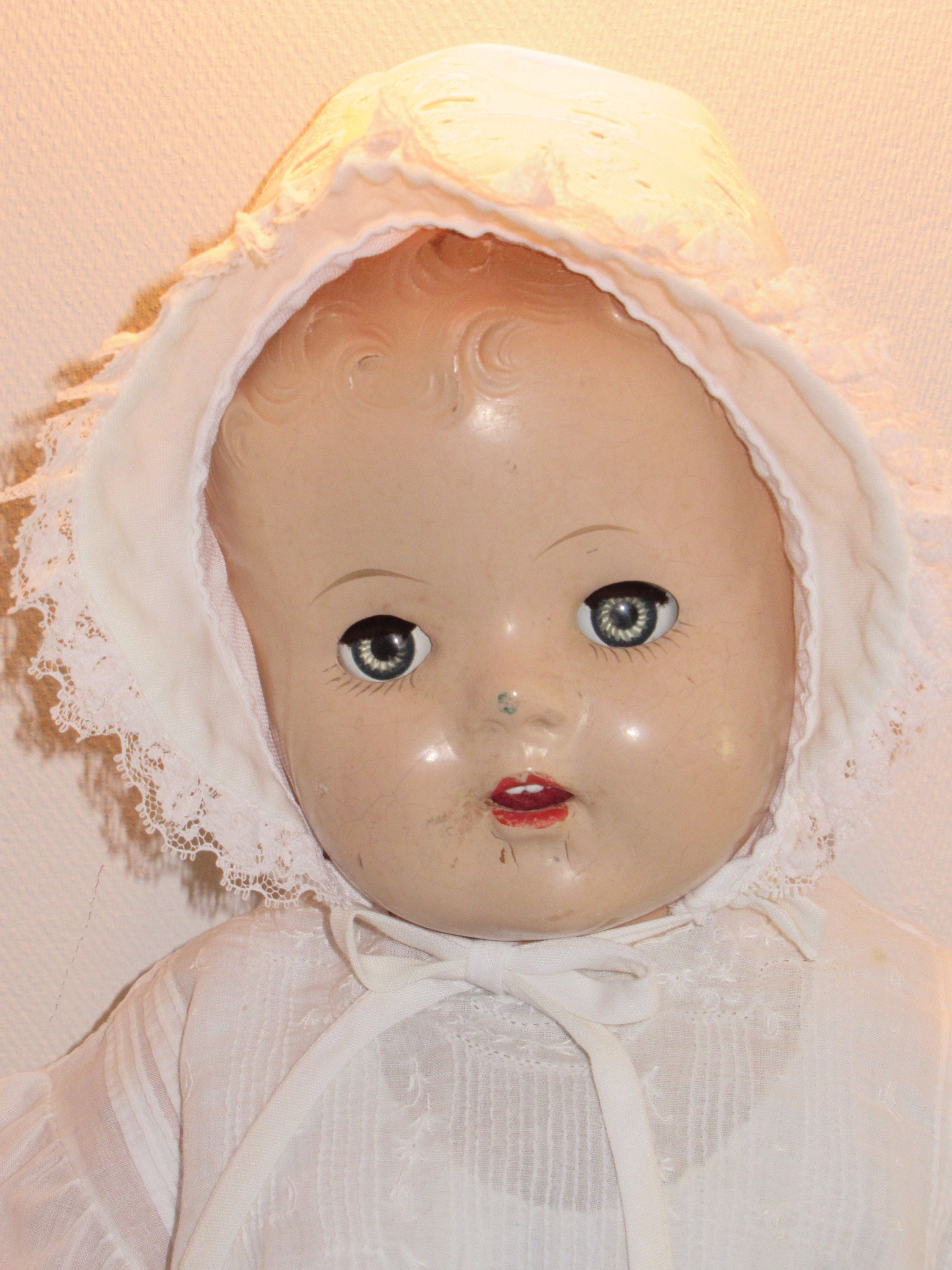 Antique Early 1920's 22" Composite Baby Doll Open Mouth 3 Teeth Sleep ...