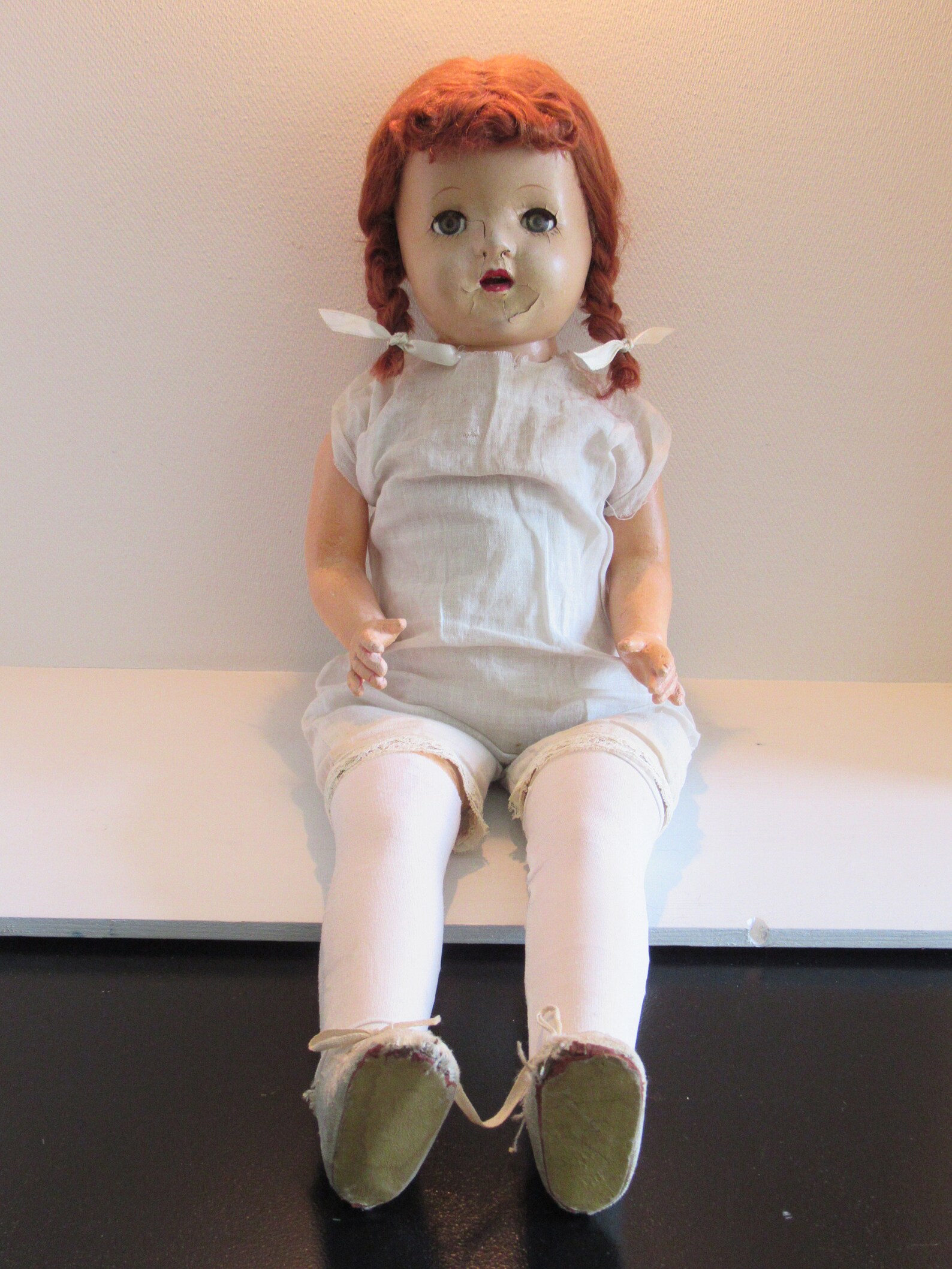 Antique 1930-40's Sally Pigtails Composite Doll Red Hair Blue Eyes ...