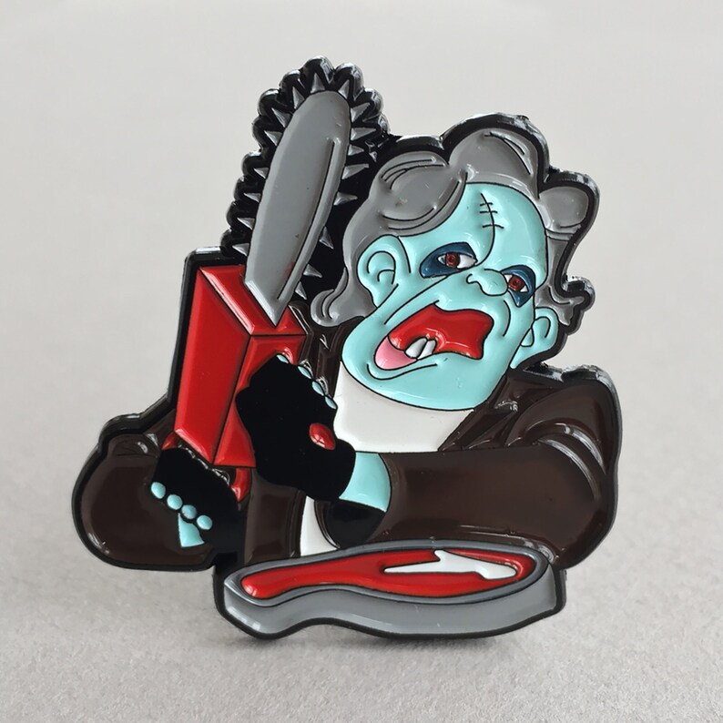 Leatherface Cartoon Horror Enamel Pin - Etsy