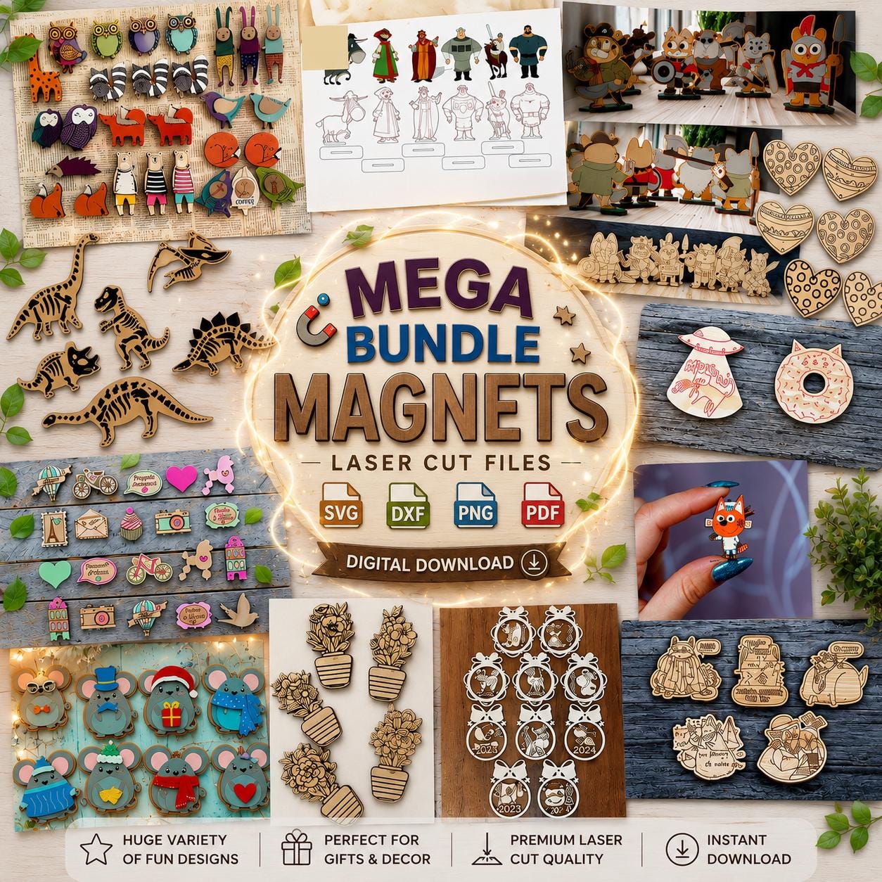 Mega Bundle Magnets SVG | Laser Cut Magnet Files | Wooden Fridge ...