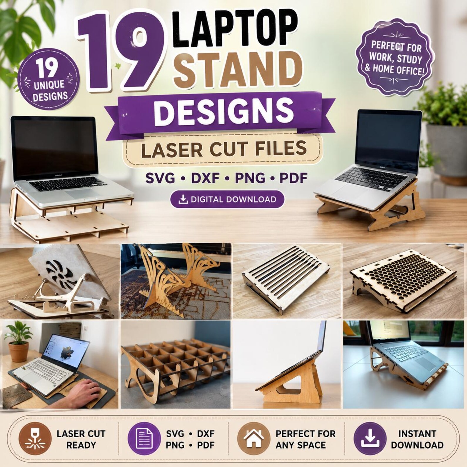 19 Laptop Stand Designs | Laser Cut Files, SVG, DXF (digital Download ...