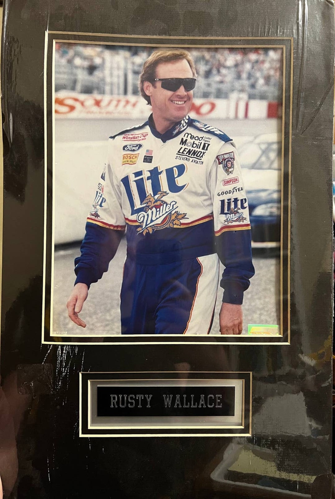 Rusty Wallace Double Matted Photo With Silver Plaque Name Plate 11 X 17 ...