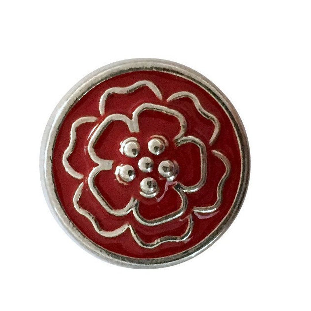 Metal Red Flower Button Snap Charm - Etsy