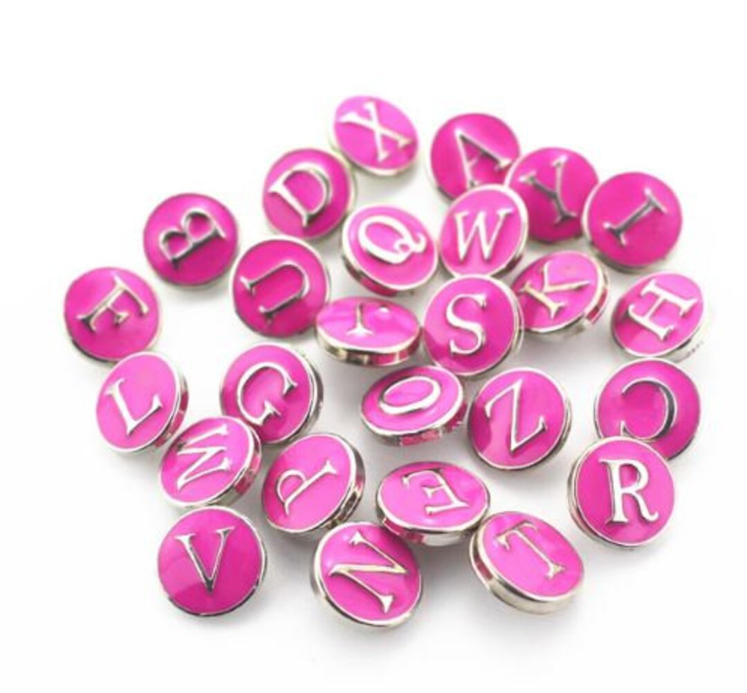 Pink Letter Initial Snap Charm 12mm - Etsy