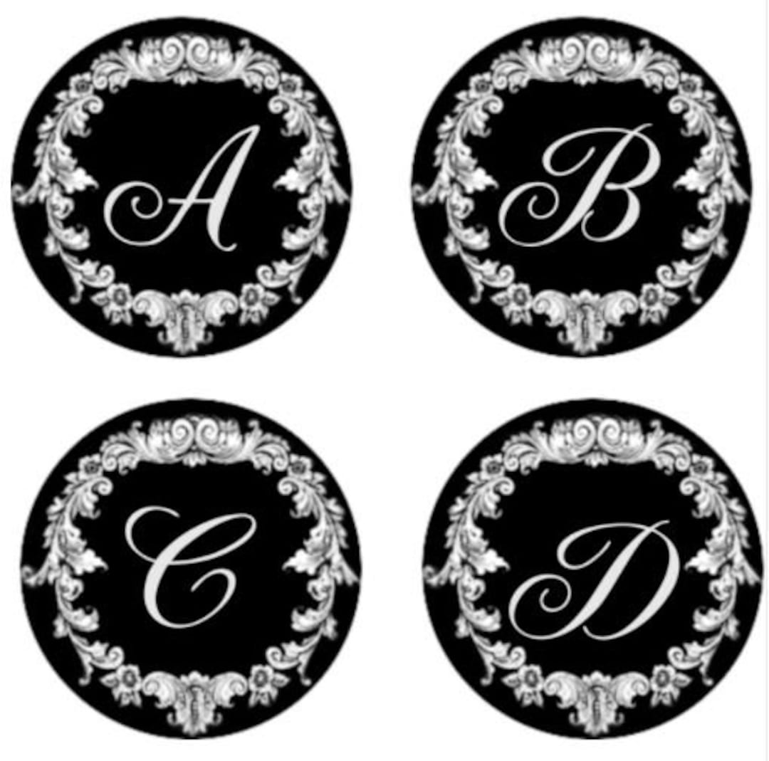 Alphabet Letters Initials Black/white Script Filigree 20mm Snap Charm ...