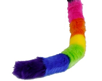 Rainbow fox tail | Etsy