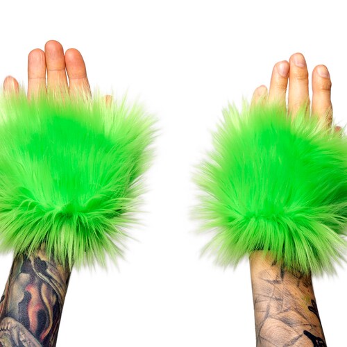 Pawstar Fluffy Wrist CUFFS Furry Hand Glove Warmers Fluffies - Etsy