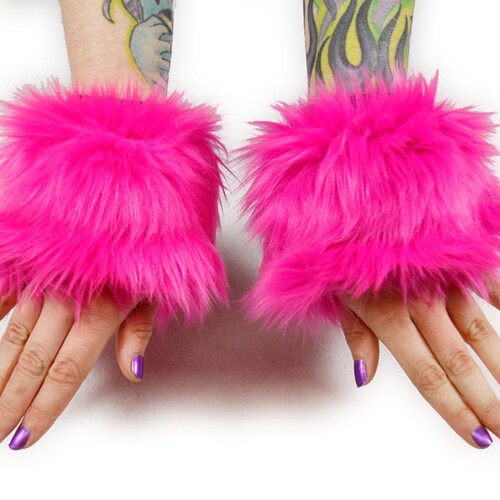 Pawstar Fluffy Wrist CUFFS Furry Hand Glove Warmers Fluffies - Etsy