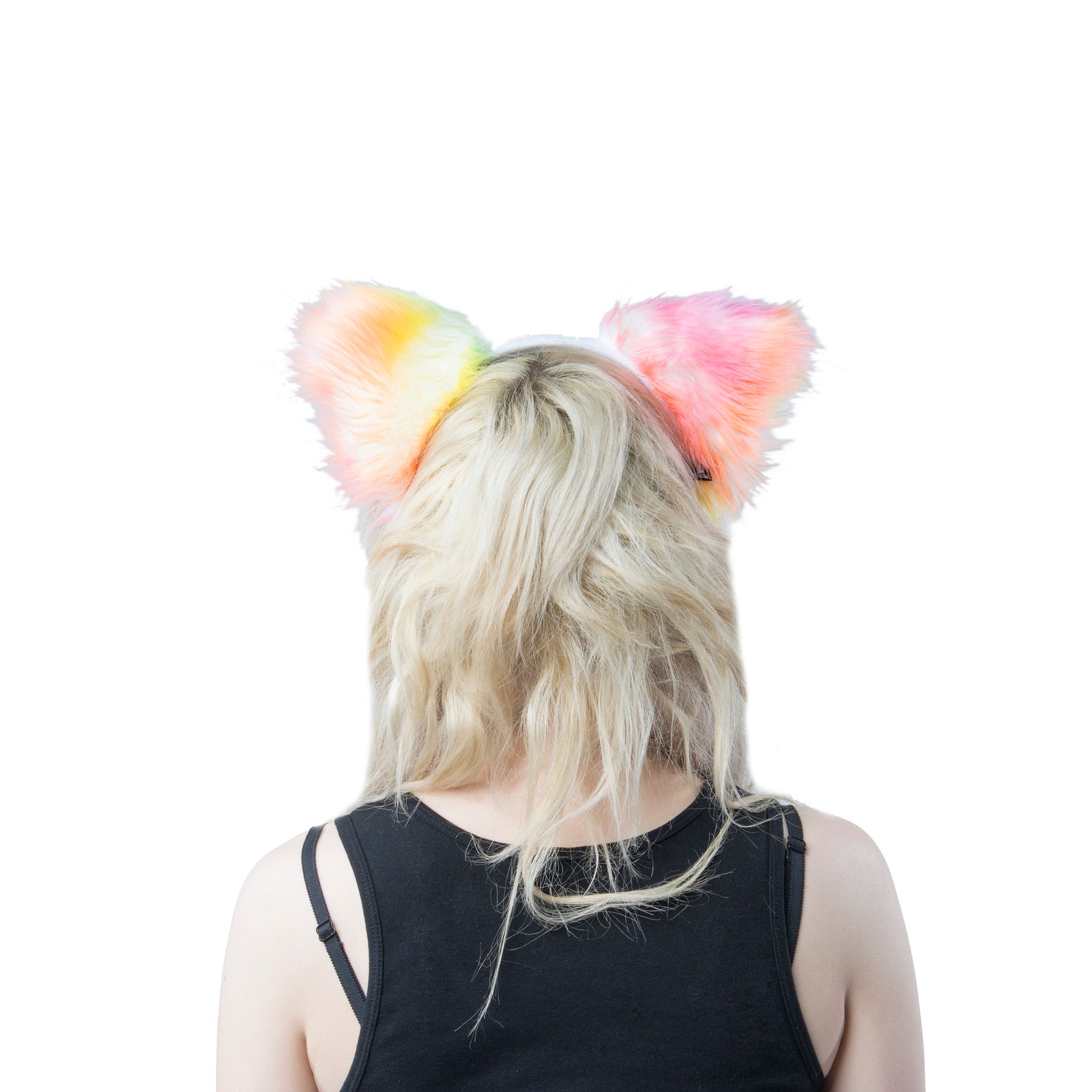 Pawstar Rainbow Fur Kitty Cat Ears Headband Neon Pastel Etsy