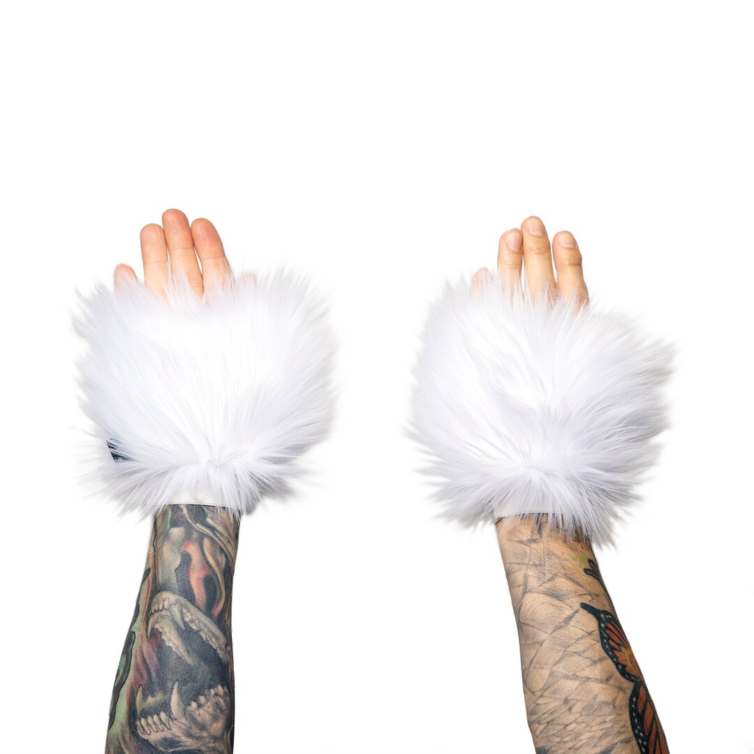 Pawstar Fluffy Wrist CUFFS Furry Hand Glove Warmers Fluffies - Etsy