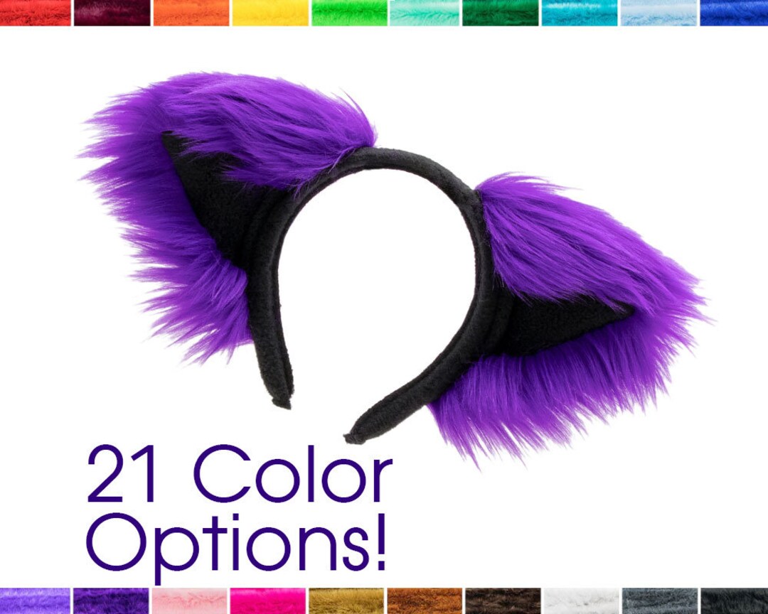 Pawstar Fluffy Mew Kitty Cat Ear Headband Perfect for a Partial Fursuit, Halloween Costume ...