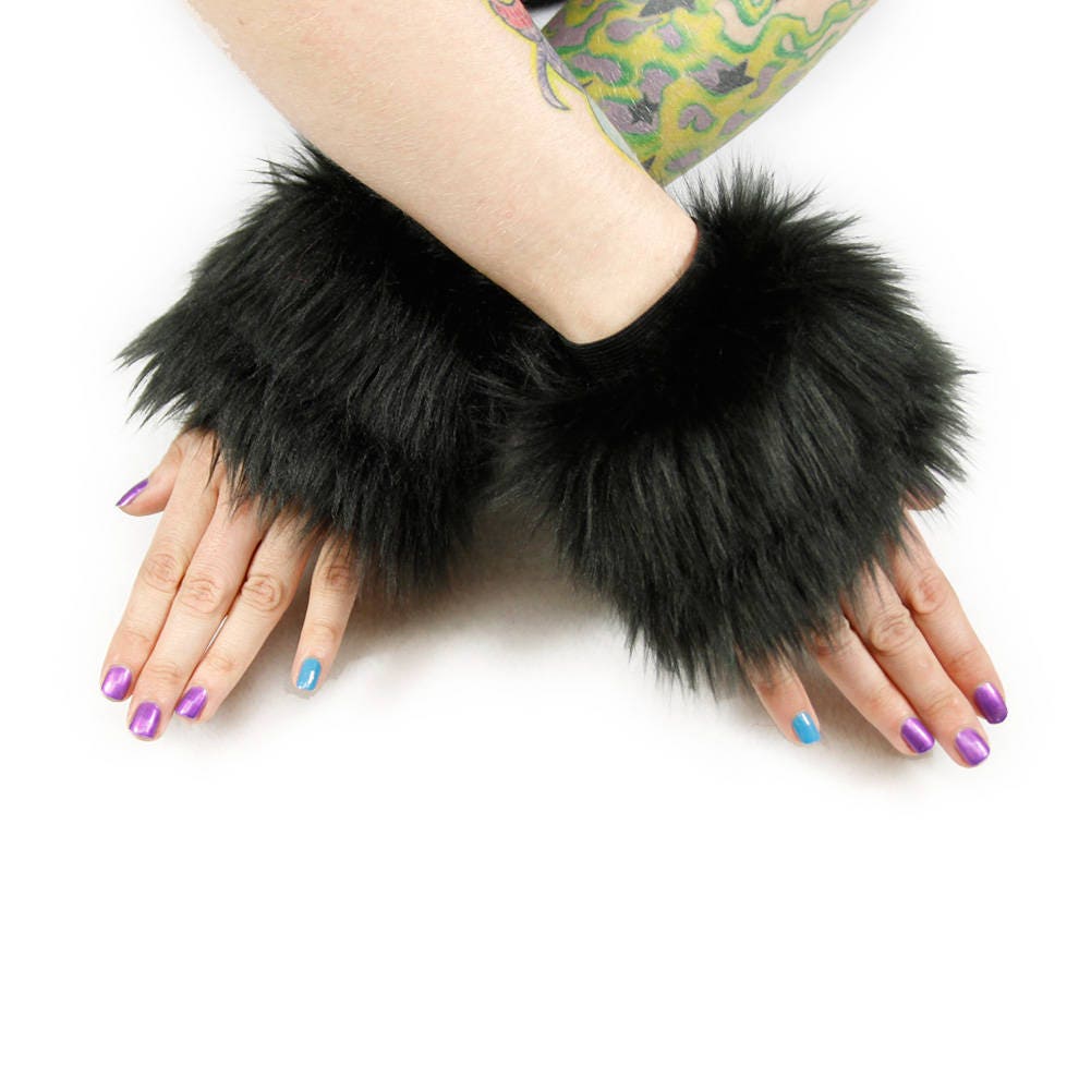 Pawstar Fluffy Wrist CUFFS Furry Hand Glove warmers Fluffies | Etsy