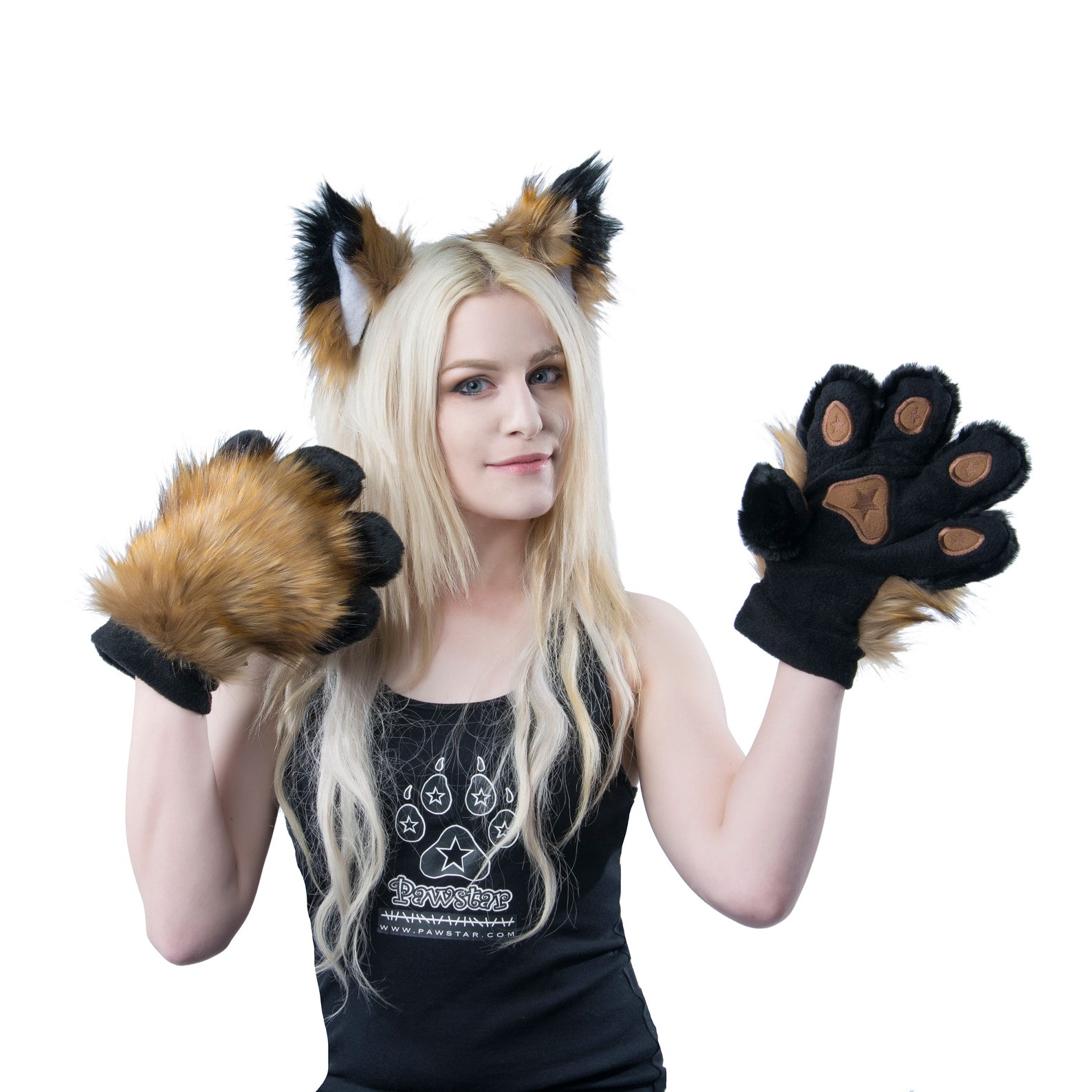 Pawstar Pepper Fox PAWMITTS Realistic Fox Fur Paw Gloves - Etsy