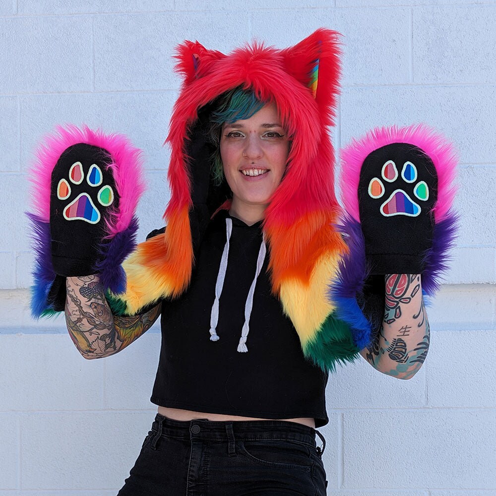 Rainbow Mew Paws at You Hood - Etsy