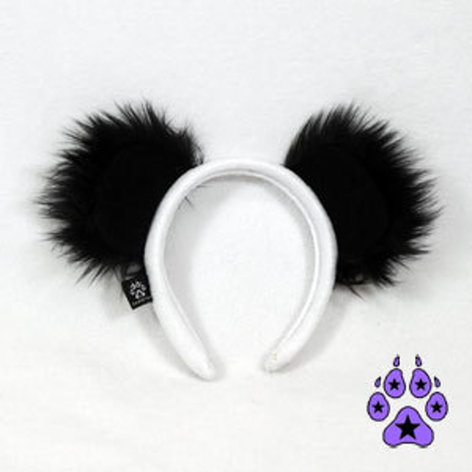 Pawstar FLUFFY PANDA Ears HEADBAND Ears Black Faux Fur Furry | Etsy