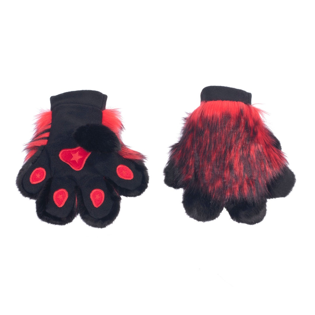 Pawstar Pawmitts Hand Paw Gloves Wild Wolf Realistic Faux Animal Ear ...