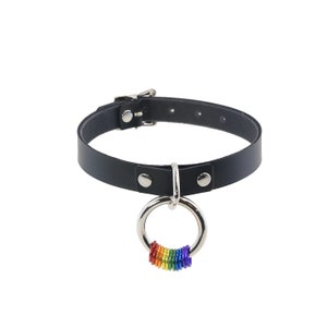 Pawstar PRIDE RING COLLAR Top Grain Real Leather Rainbow - Etsy