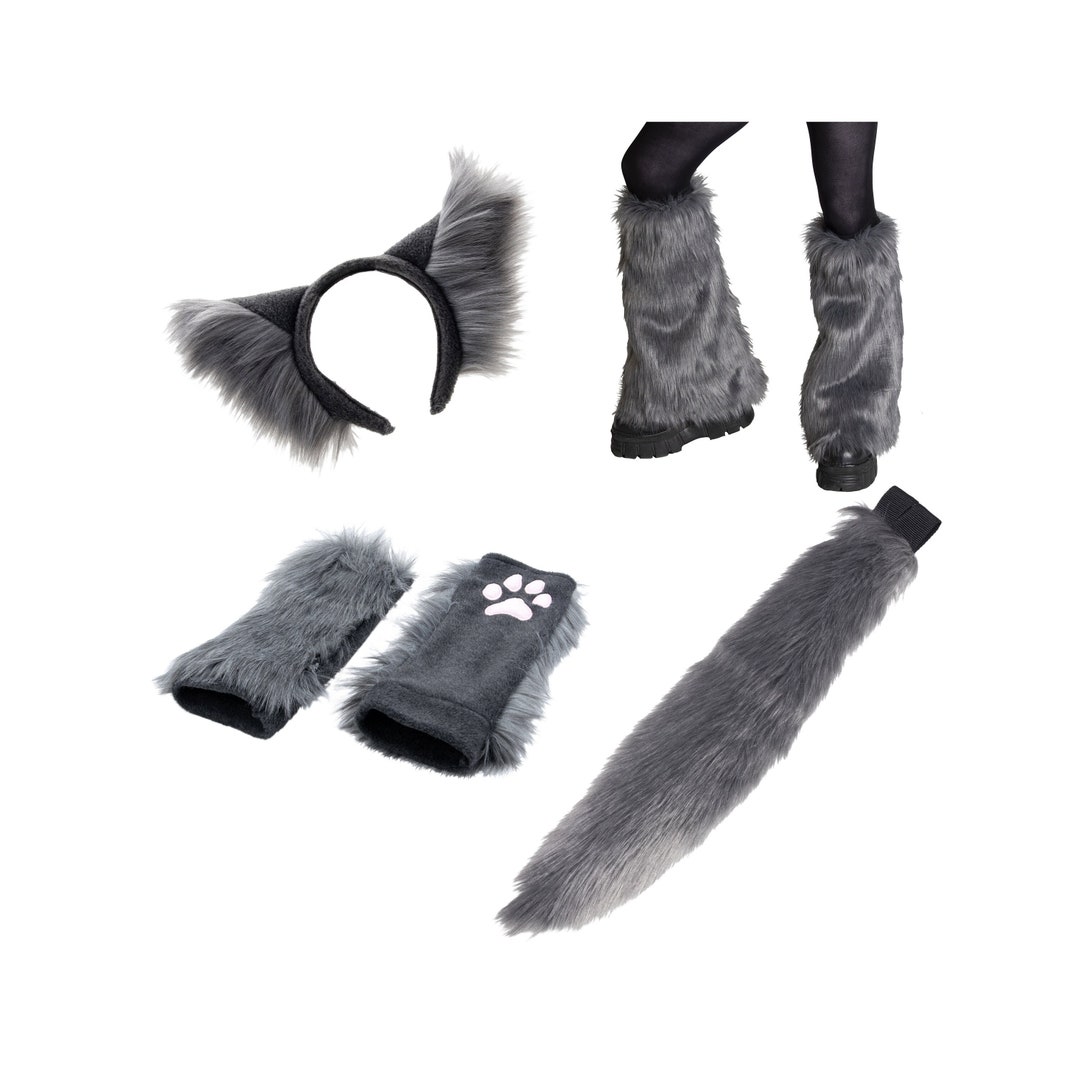 Pawstar Classic Wolf Combo Mini Tail Furry Ears Headband - Etsy