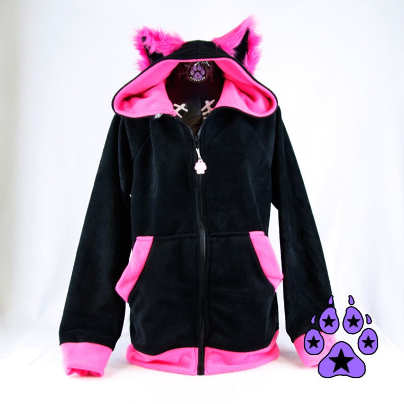 Pawstar Furry Cat Ear Hoodie Fluffy Mew Color Theme Jacket | Etsy