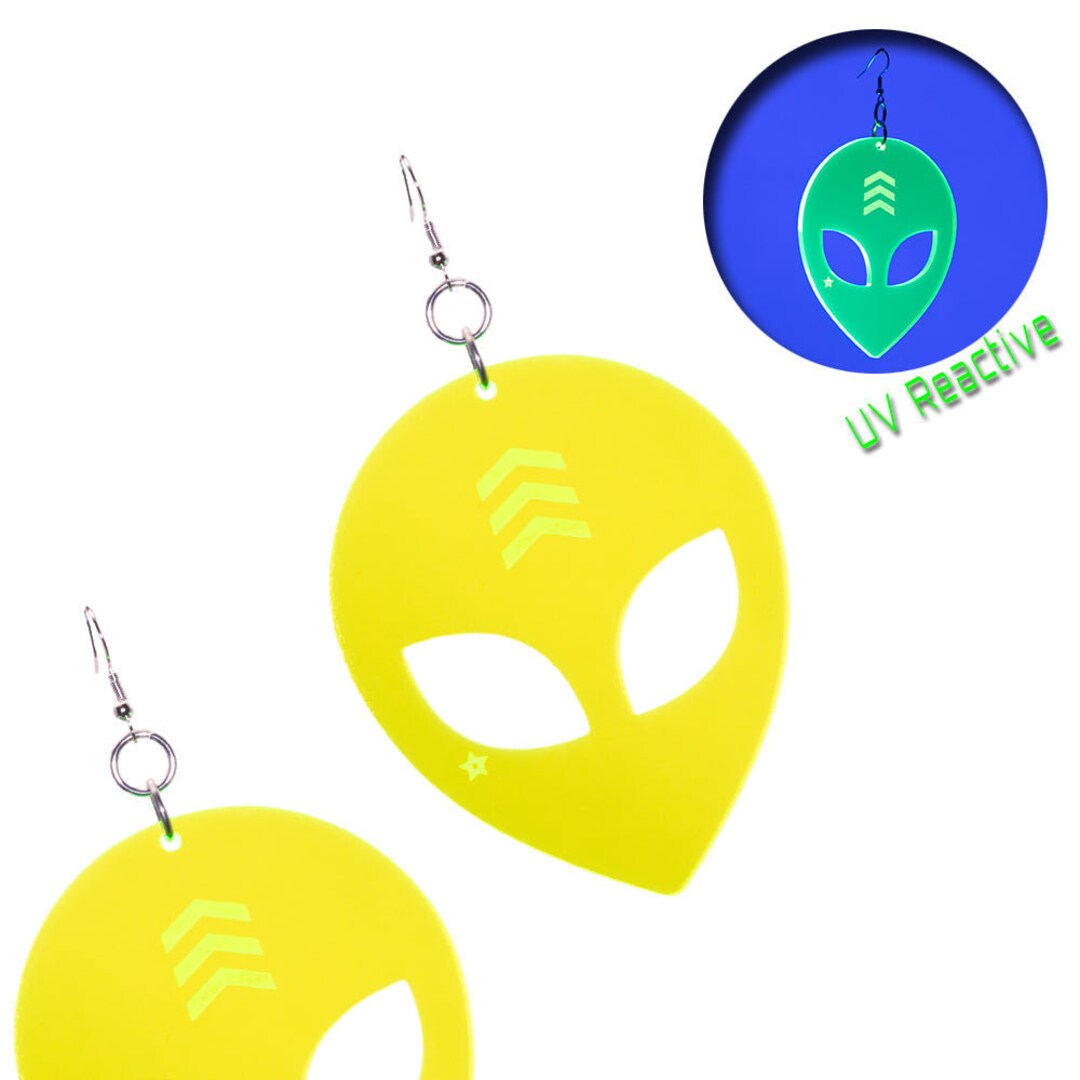 BIG Alien Head Earrings dsfusion by Pawstar Handmade Cyberpunk ...
