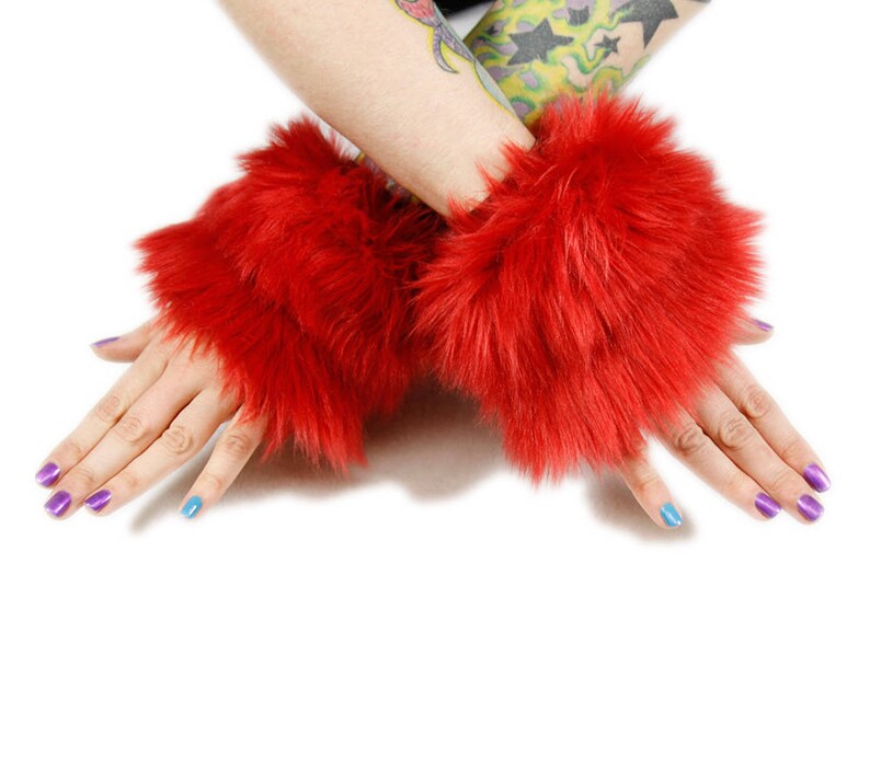 Pawstar Fluffy Wrist CUFFS Furry Hand Glove Warmers Fluffies - Etsy