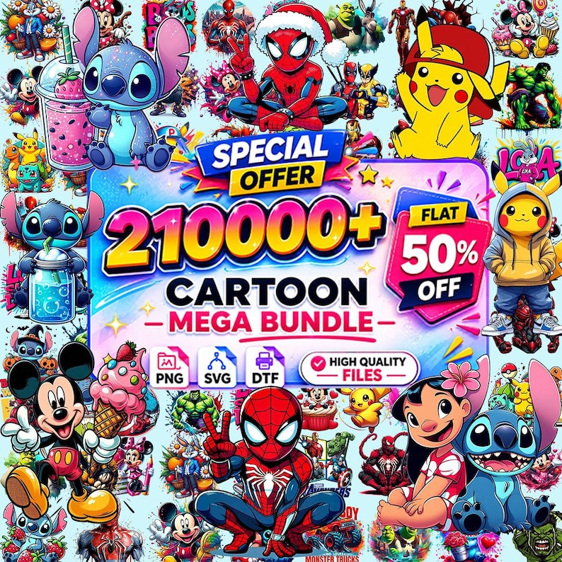 210000+ Funny Cartoon Mega Bundle, Cartoons Clipart, Cartoon Png, Retro ...