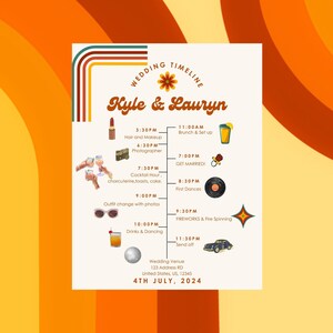 Retro Wedding Day Timeline Itinerary - Etsy