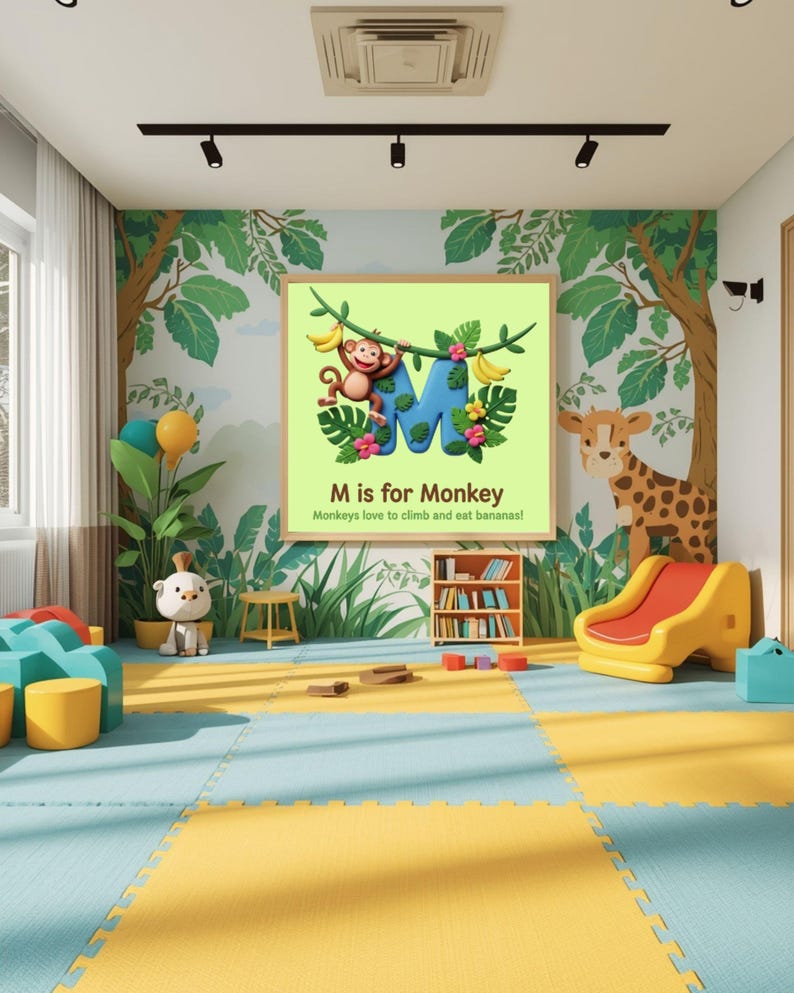 Monkey Alphabet Poster | Jungle Nursery Wall Art (digital Download) - Etsy