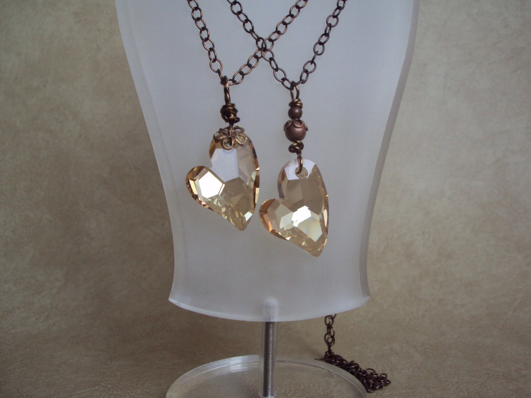 Crystal Heart Necklace.heart Necklace. Swarovski Heart.valentine ...