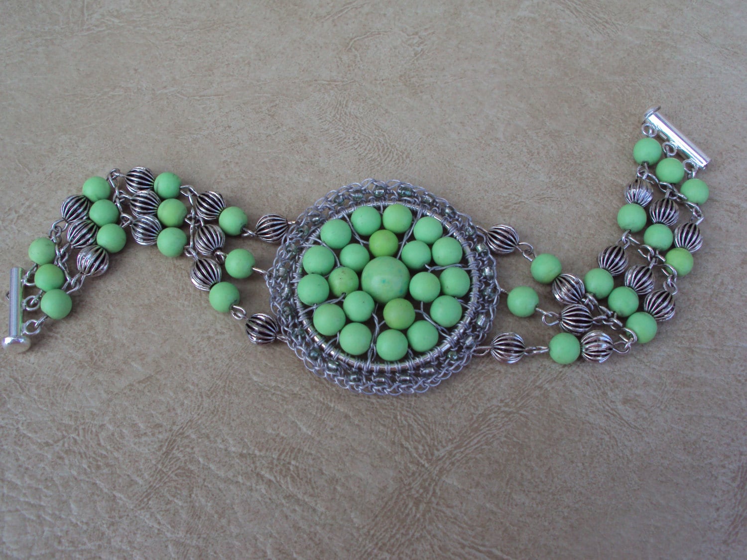 Lime Green Turquoise Bracelet. Crochet Jewelry. Beaded - Etsy