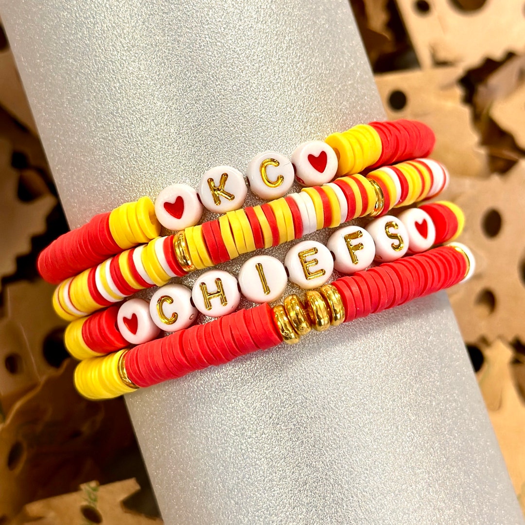 Handmade Kansas City Chiefs Stack of 4 Clay Heishi Bracelets - Etsy