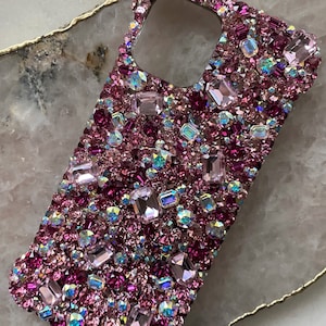 Custom Luxe Crystal & Pink Crystal Encrusted Phone Case, High End ...