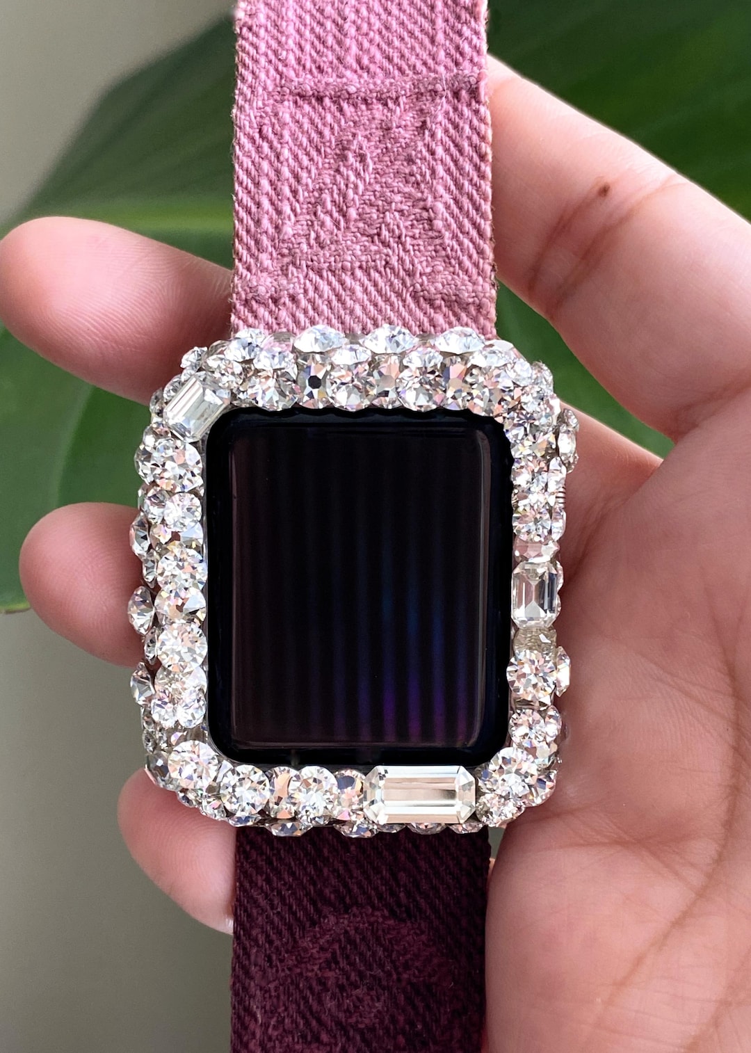 XL Baguette Apple Watch Glass Cover High End Luxe Crystal Bumper, Apple ...