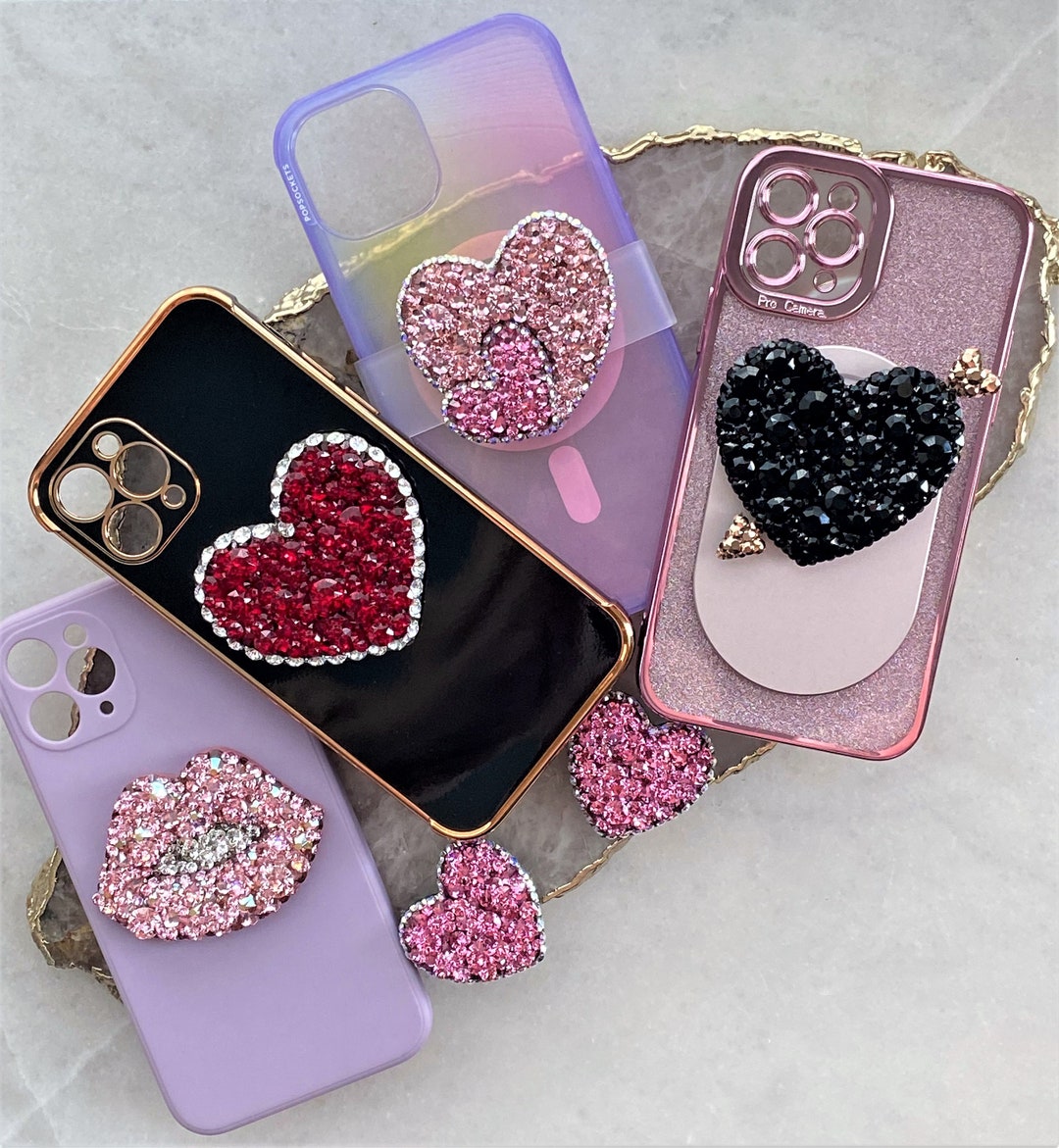 XOXO Crystal Collection Phone Toppers Accessories- Hearts and Kisses ...
