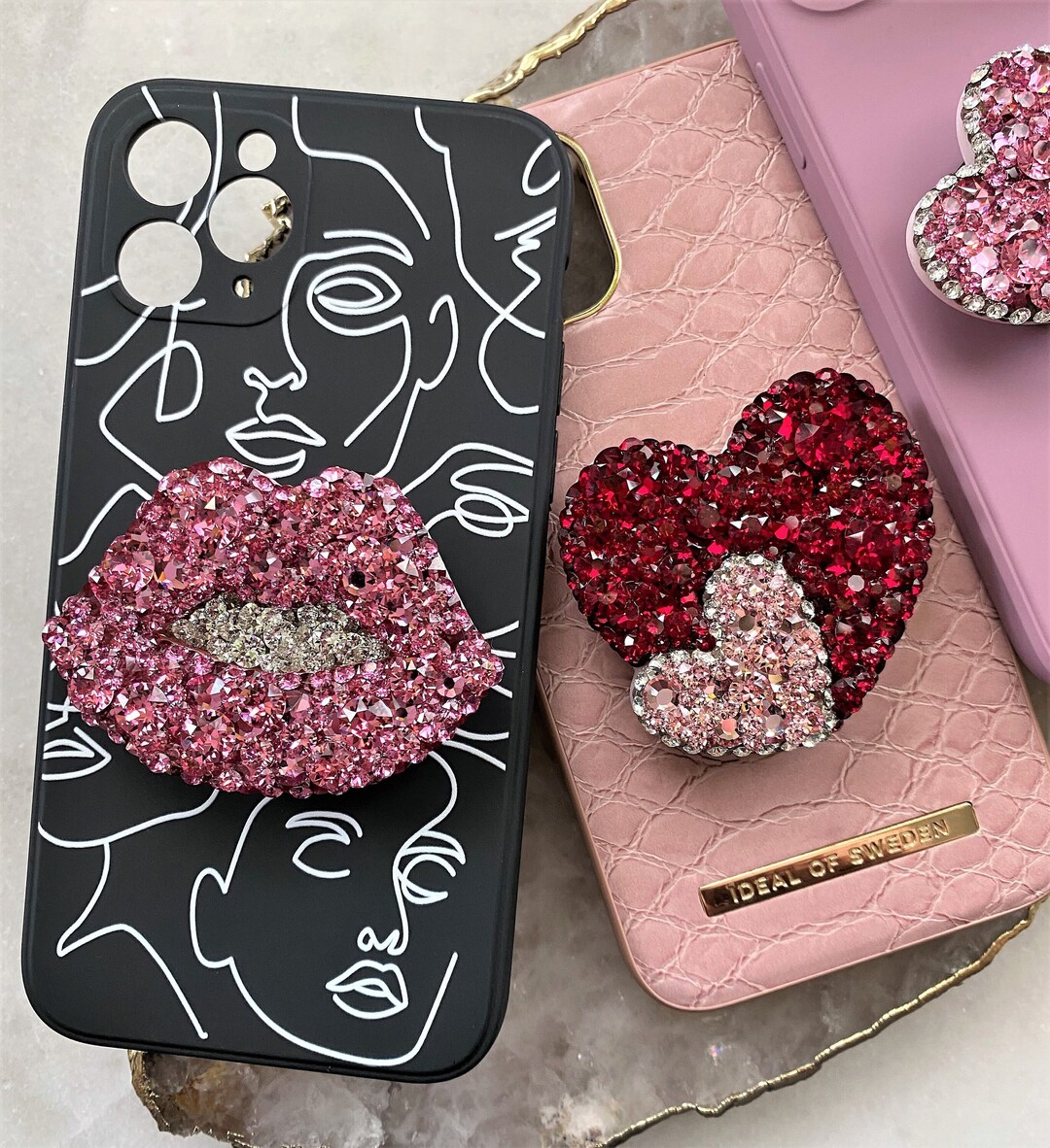 Crystal Kiss Crystal Lips Phone Toppers Accessories - Etsy