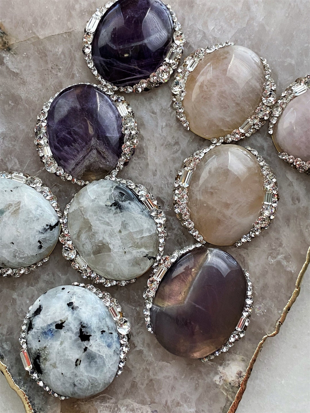 Topper Crystal & Polished Stone, Amethyst, Moonstone, Rose Quartz Stone ...