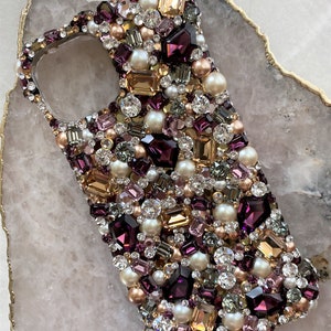 Custom Smokey Quartz Crystal, Amethyst & Pearl Phone Case, High End ...