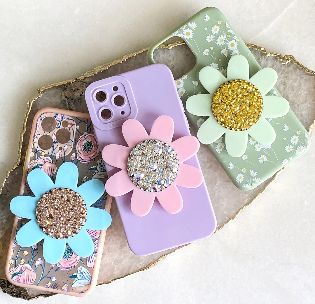 Crystal Flower Phone Topper, Universal Topper for Phone Grips, Phone ...