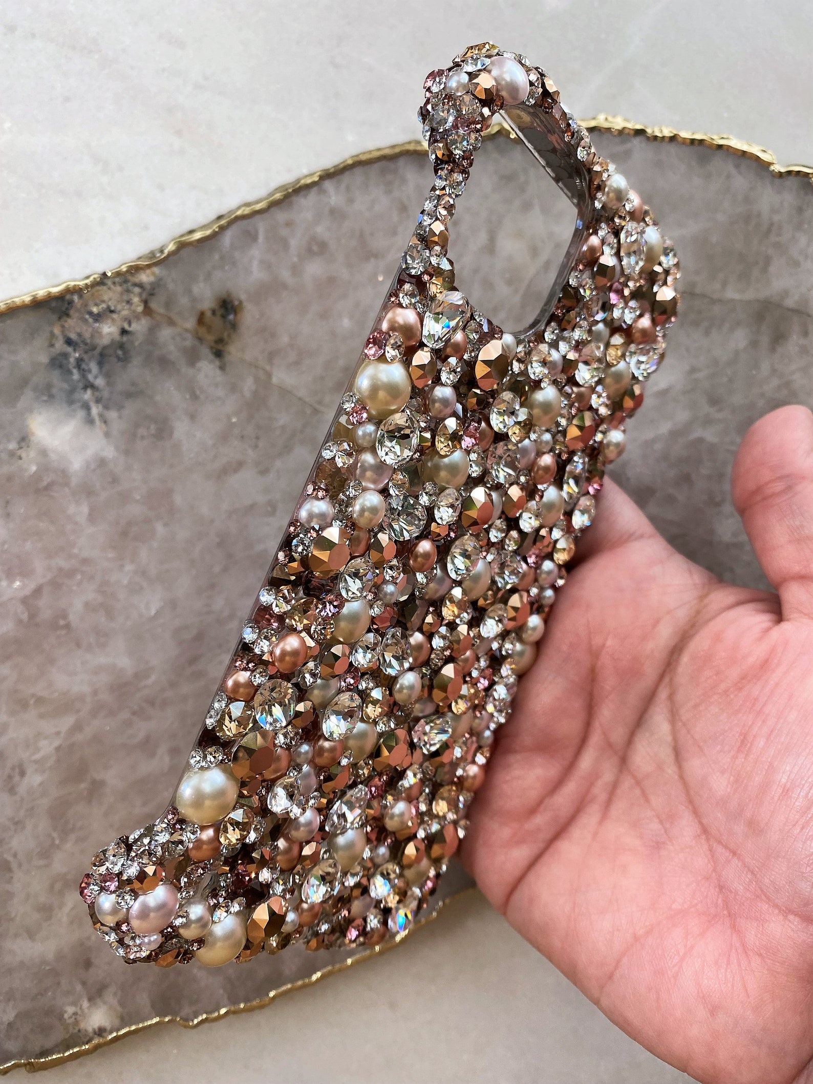 Custom Luxe Crystal & Pearl Embellished Phone Case, High End Quality ...