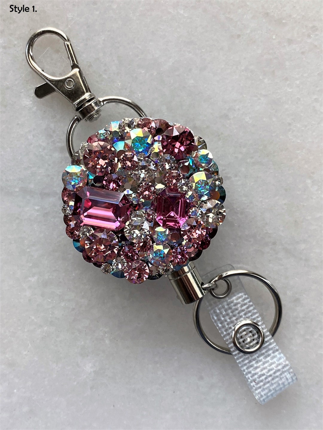 Pink Crystal Badge Reel, ID Badge, Badge Holder, Nurse Badge Reel, DR ...