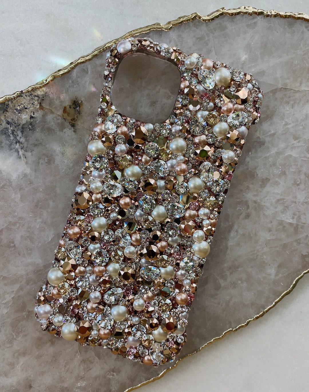 Custom Luxe Crystal & Pearl Embellished Phone Case, High End Quality ...