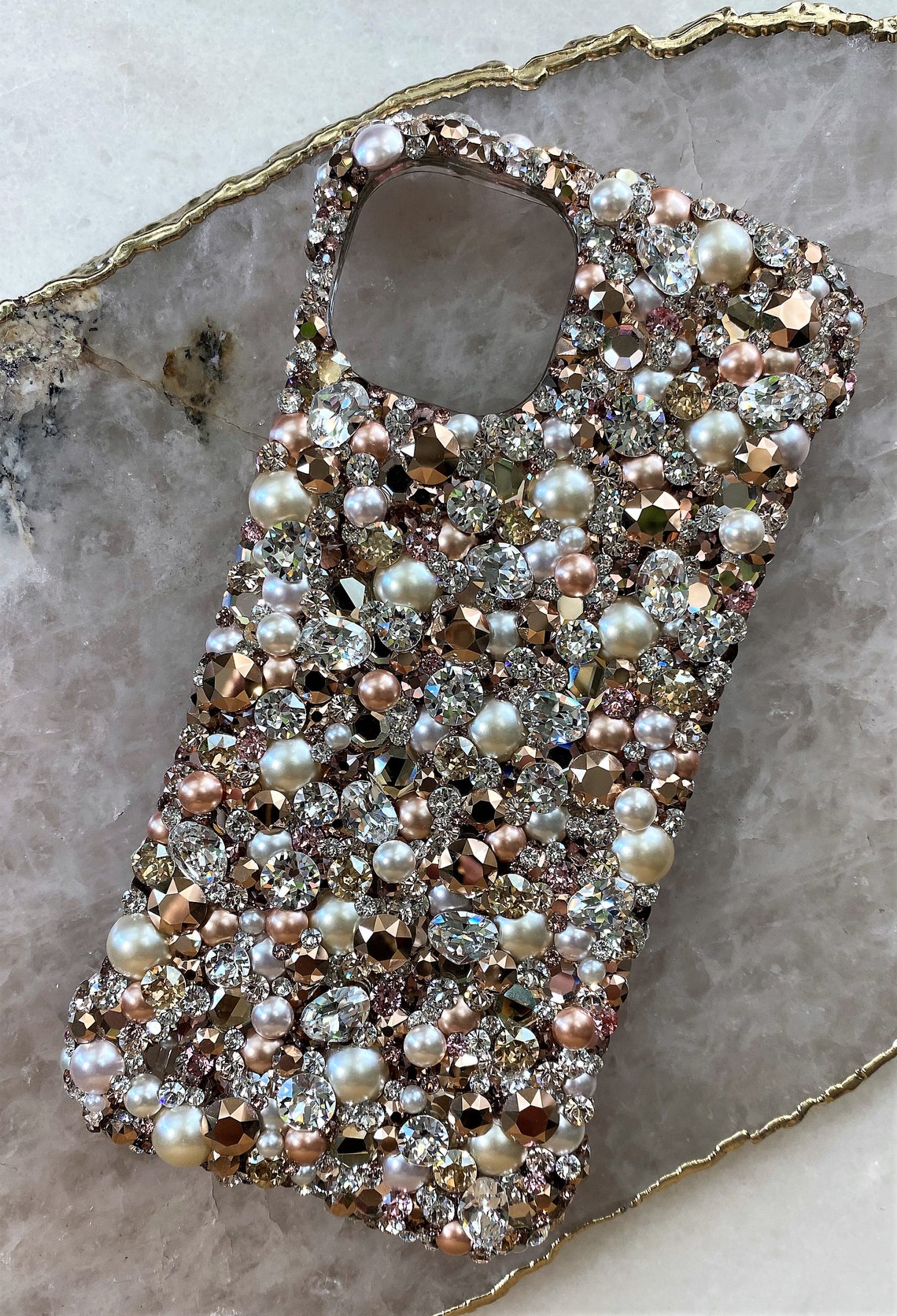 Custom Luxe Crystal & Pearl Embellished Phone Case High End - Etsy