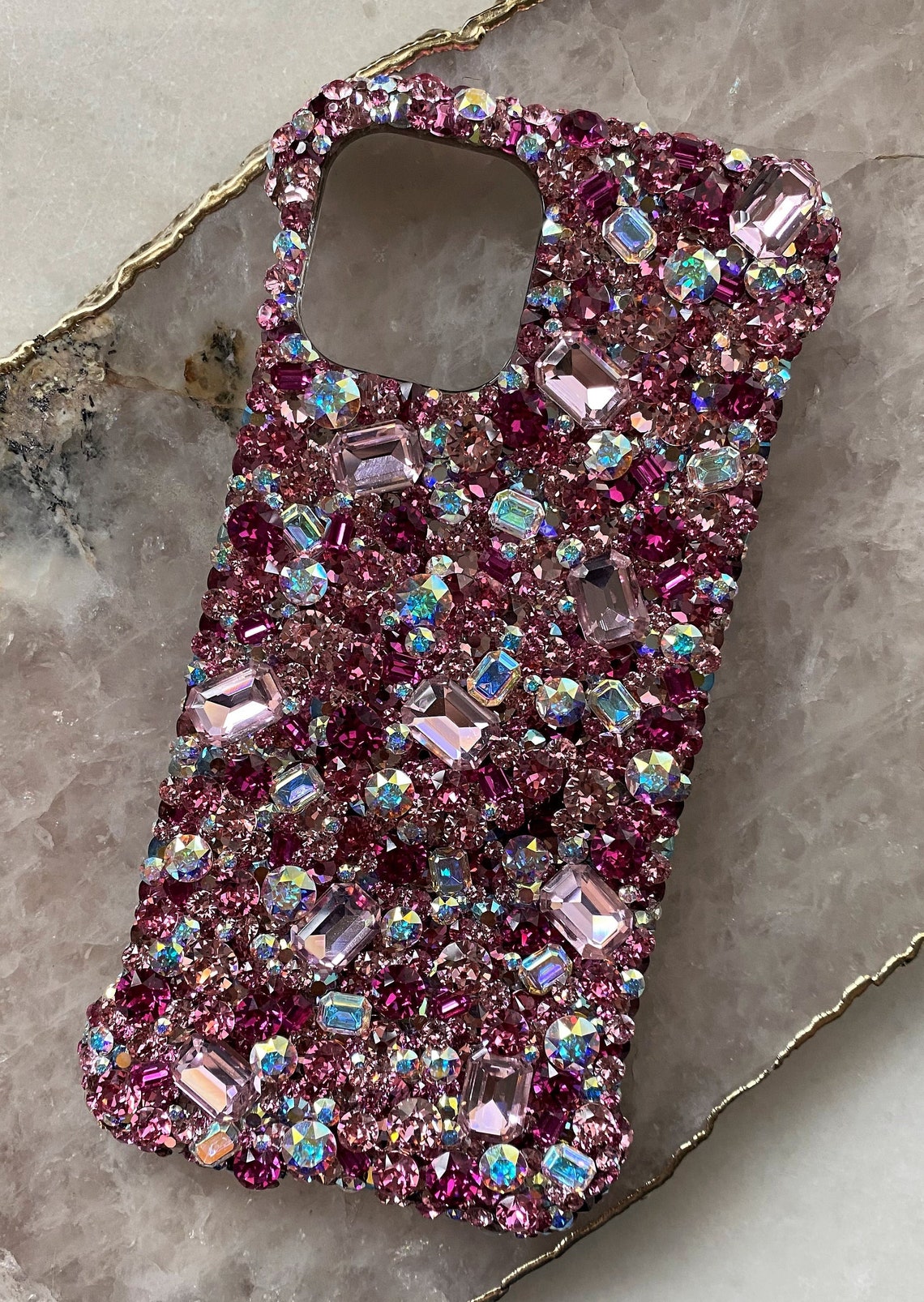 Custom Luxe Crystal & Pink Crystal Encrusted Phone Case High - Etsy