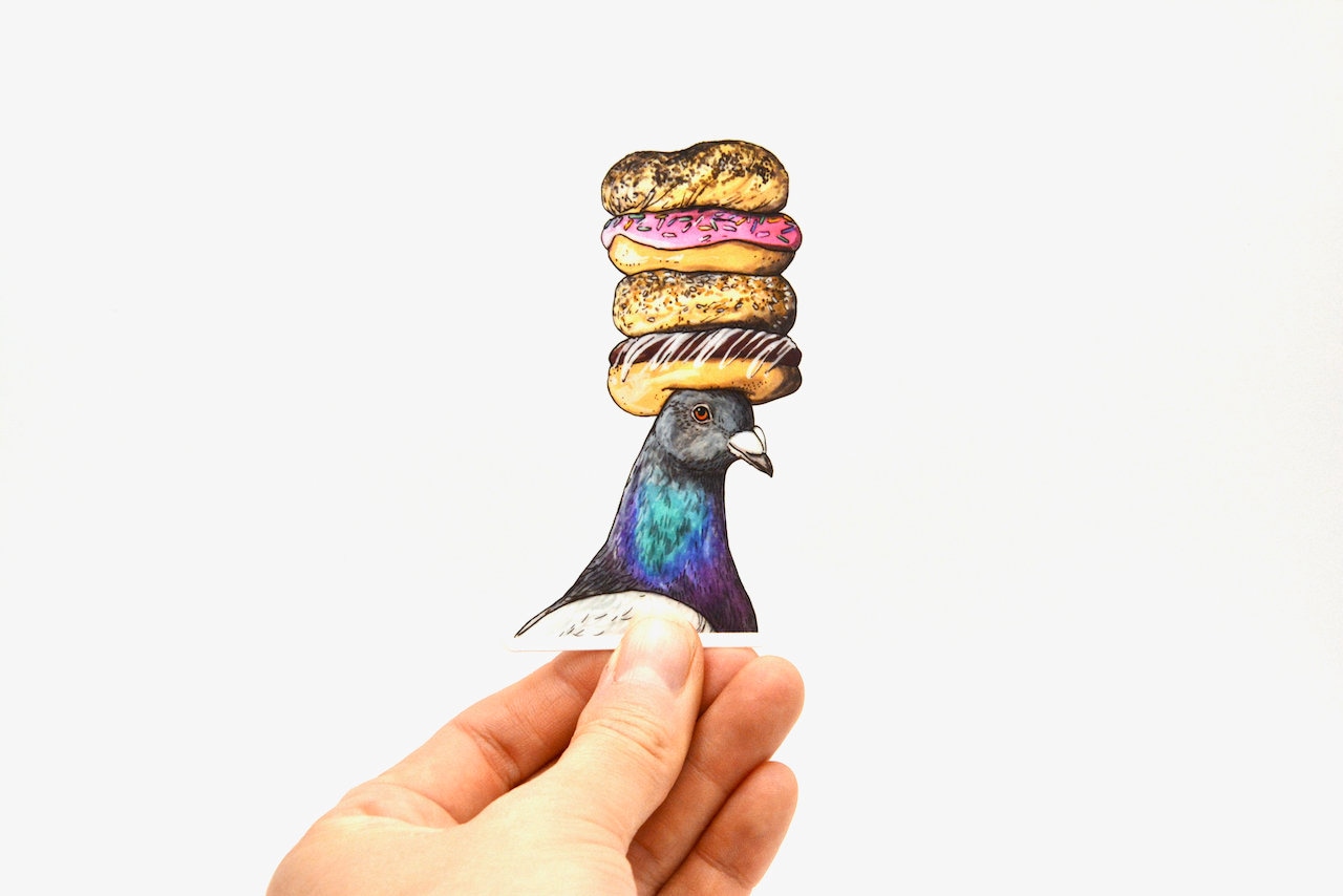 Pigeon - Donuts - Snack Attack - Vinyl Decal - Sticker - Etsy